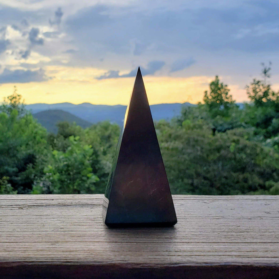 3.5-inch Polished Shungite Pyramid | EMF Protection| Karelia Creations